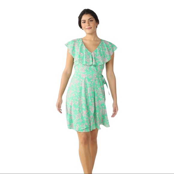 Draper James | Dresses | Nwt Draper James Rsvp Ruffle Wrap Dress Green ...